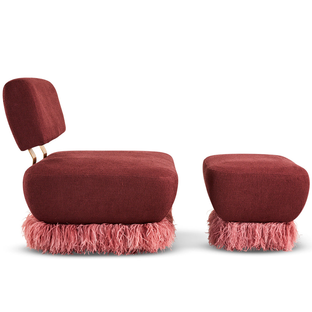 Plum Ostrich Fluff Lounge Chair - Egg Designs